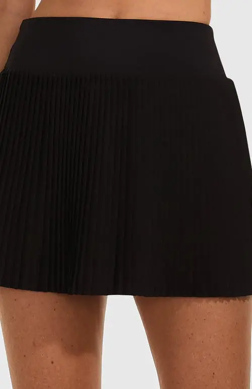 LANDS' END High-waisted Pleated Woven Swim Skort - Black