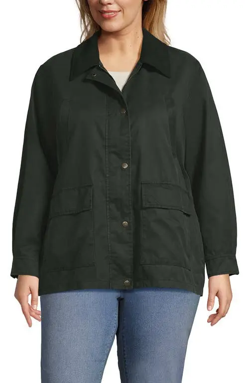 LANDS' END Waxed Barn Jacket - Dark Green