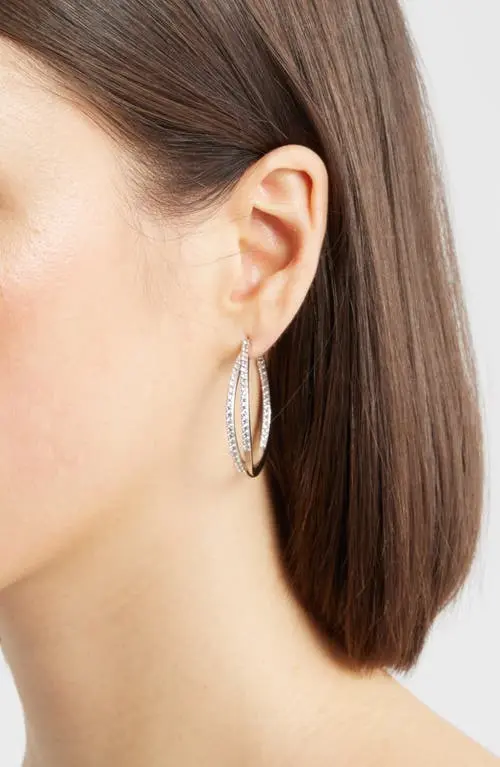 Nordstrom Pavé Double Hoop Earrings - Clear- Silver