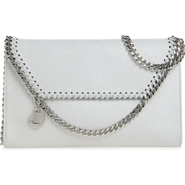 Stella McCartney Falabella Shaggy Dear Faux Leather Wallet On A Chain - Pearl Grey