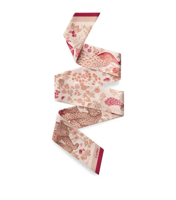 Cartier Panthère Silk Skinny Scarf - Pink