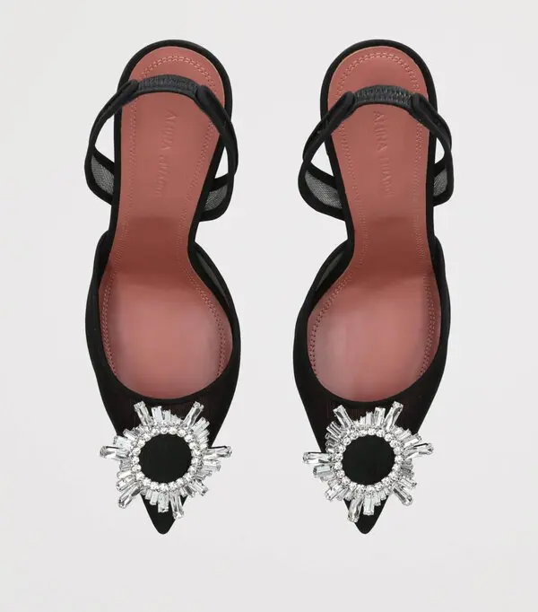 Amina Muaddi Mesh Begum Slingback Pumps 95 - Black
