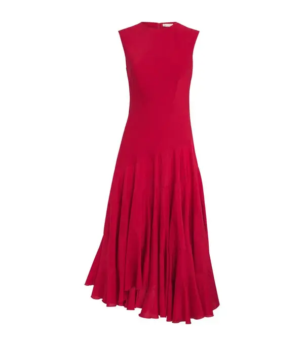 Tory Burch Cotton-silk Asymmetric Midi Dress
