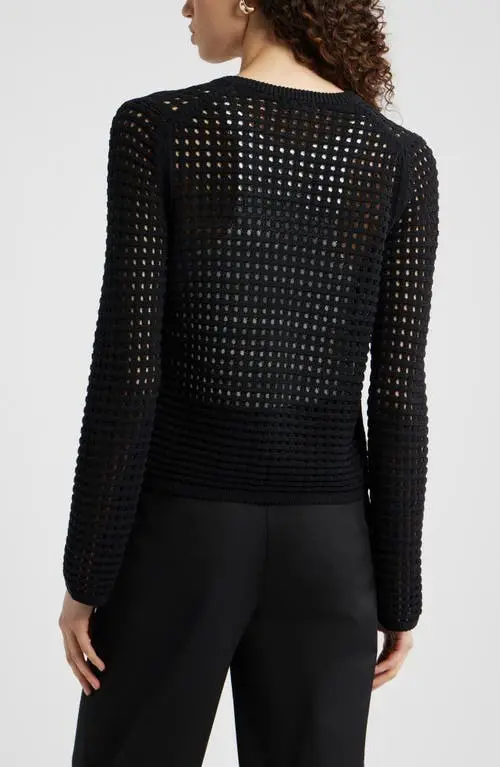 Nordstrom Mesh Stitch Cotton-blend Cardigan - Black