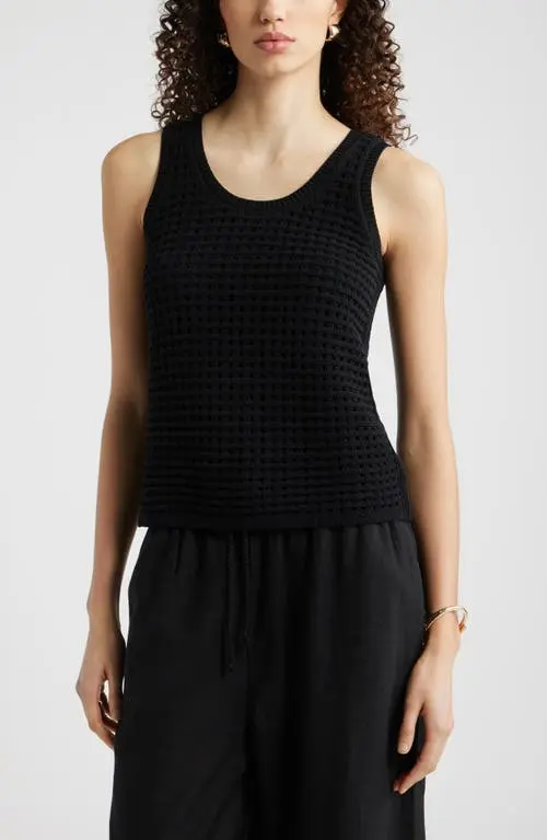 Nordstrom Mesh Stitch Sleeveless Sweater - Black