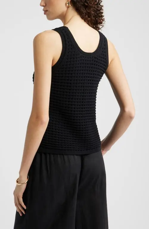 Nordstrom Mesh Stitch Sleeveless Sweater - Black