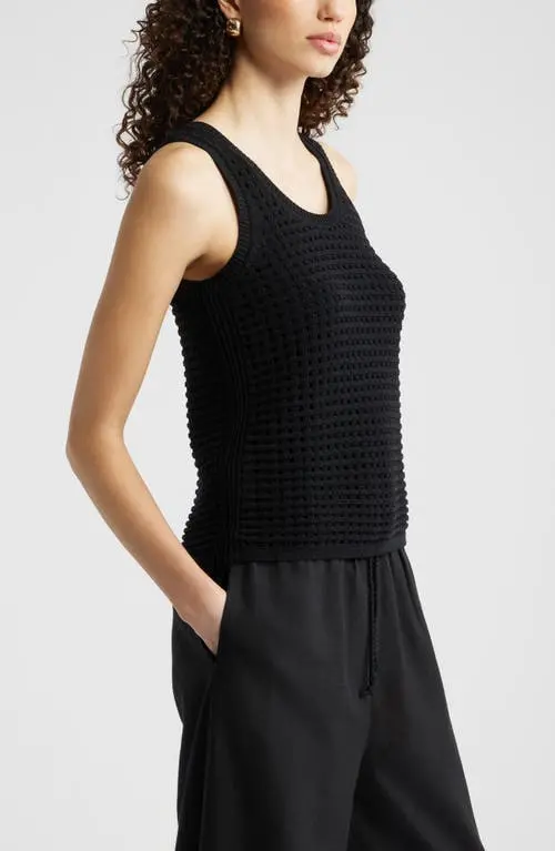 Nordstrom Mesh Stitch Sleeveless Sweater - Black