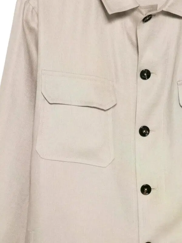 Tagliatore Button-up Pocket-details Linen Shirt Jacket - Neutrals