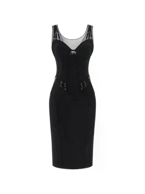 Elisabetta Franchi Tulle-insert Midi Dress - Black