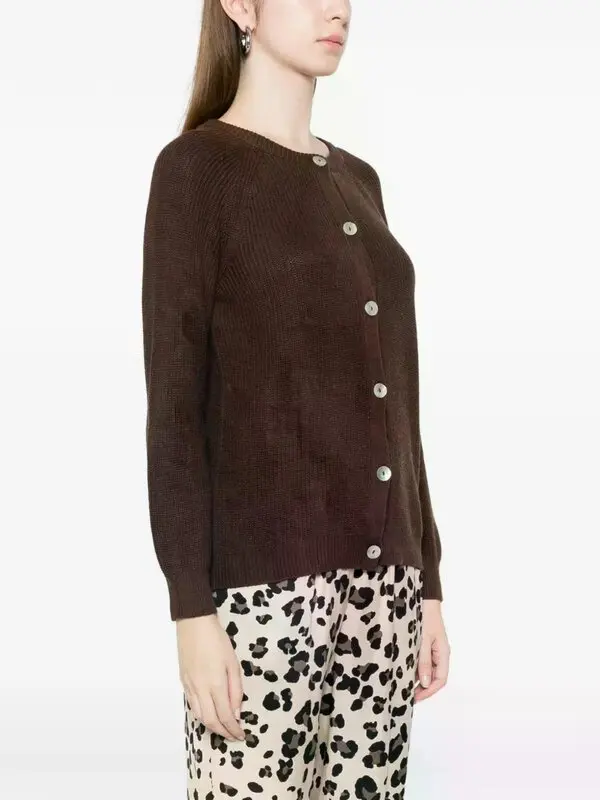 BEYOU Buttoned Knit Cardigan - Brown