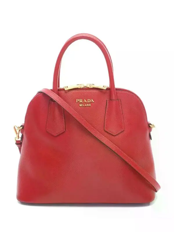Prada 2000s Saffiano Leather Tote Bag - Red