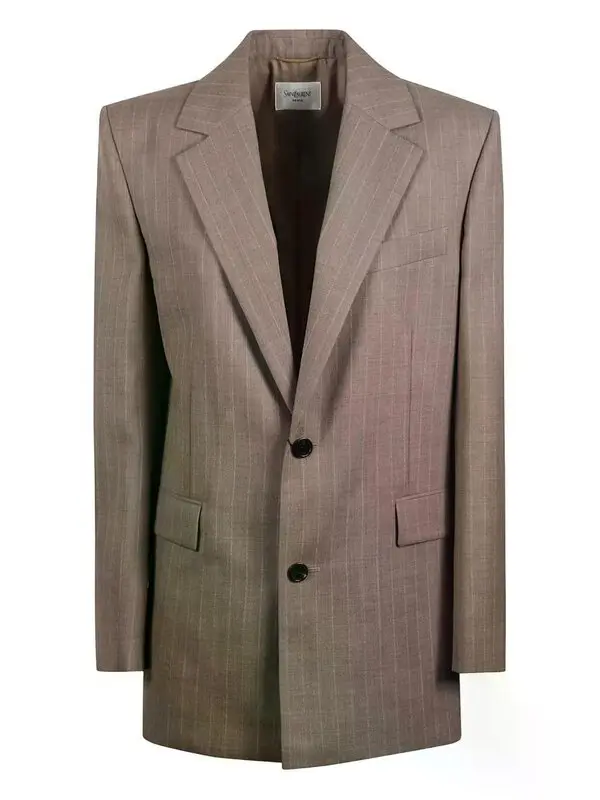 Saint Laurent Pinstripe Wool Blazer - Neutrals