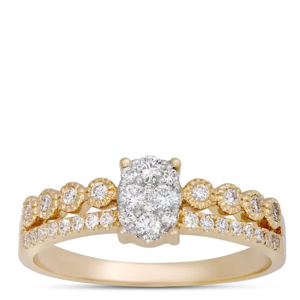 Benbridge Oval Cluster Diamond Ring, 14k Yellow Gold,|sjr6064y - Tt