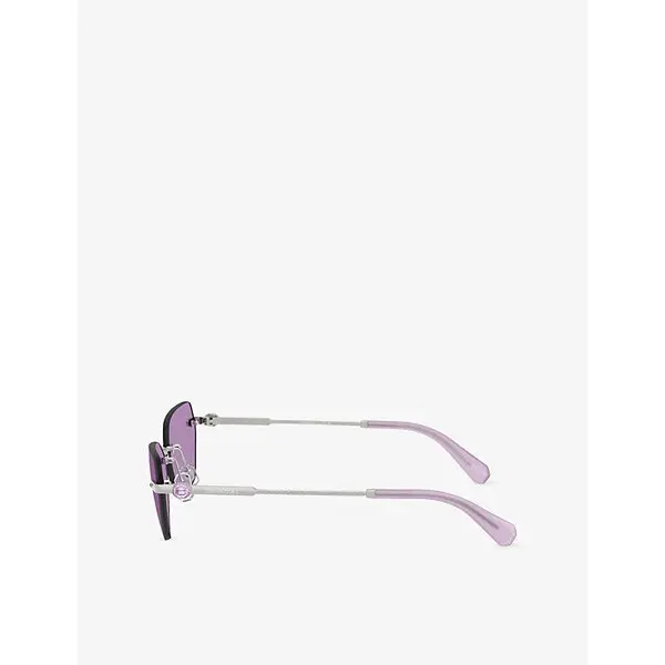 SWAROVSKI Sk7038 Irregular-frame Metal Sunglasses - Silver