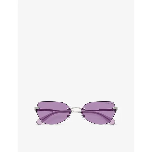 SWAROVSKI Sk7038 Irregular-frame Metal Sunglasses - Silver