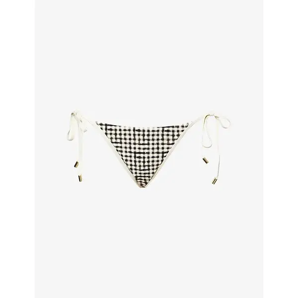 Monday Swimwear Palma Gingham Thong Bikini Bottoms - Black Gingham