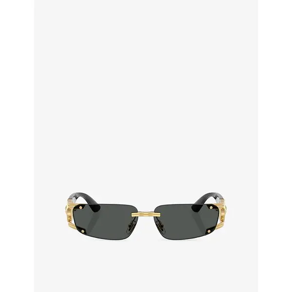 Versace Ve2291 Rectangle-frame Metal Sunglasses - Gold