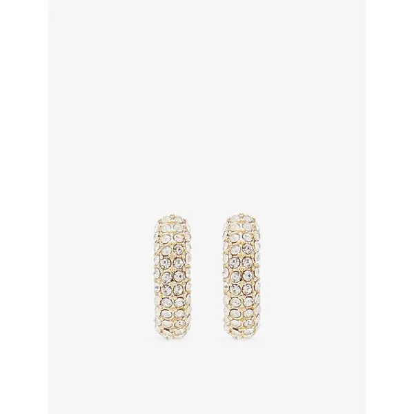 LISA GOZLAN Crystal-embellished 18ct -plated Huggie Earrings - Gold