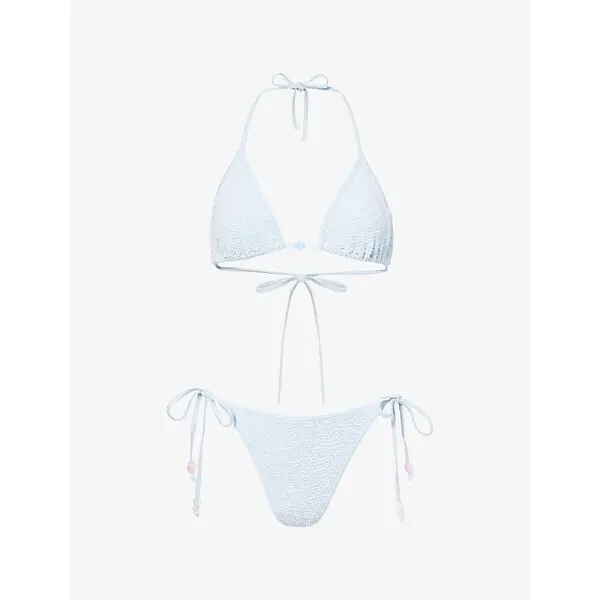 Hunza G Gina Crinkled Bikini Set - Metallic Ice Blue