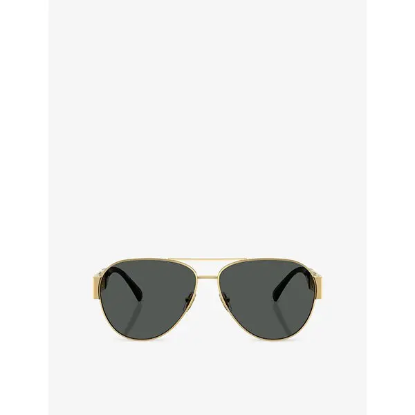 Versace Ve2289 Pilot-frame Metal Sunglasses - Gold