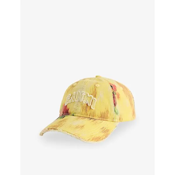 GANNI Logo-appliquéd Dyed Cotton Cap - Aurora