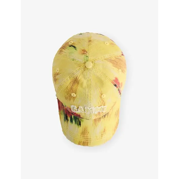 GANNI Logo-appliquéd Dyed Cotton Cap - Aurora