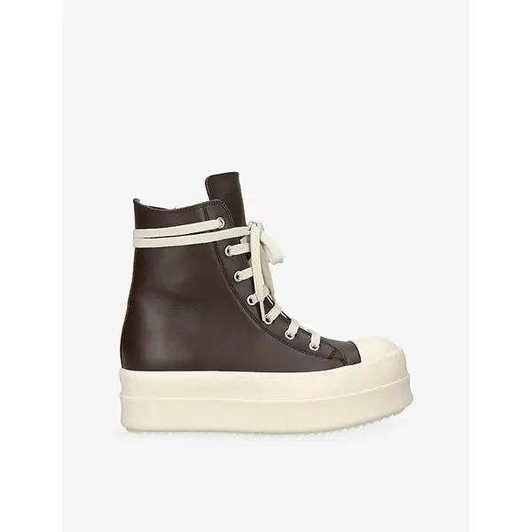 Rick Owens Ramone Bumper High Leather Trainers - Wine