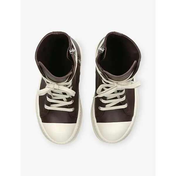 Rick Owens Ramone Bumper High Leather Trainers - Wine