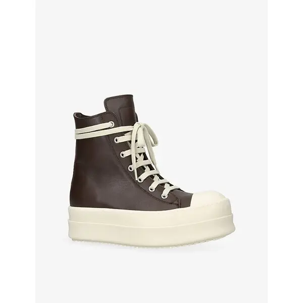 Rick Owens Ramone Bumper High Leather Trainers - Wine
