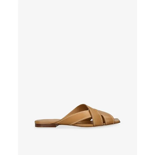 TOD'S Intrecciato Leather Sandals - Camel