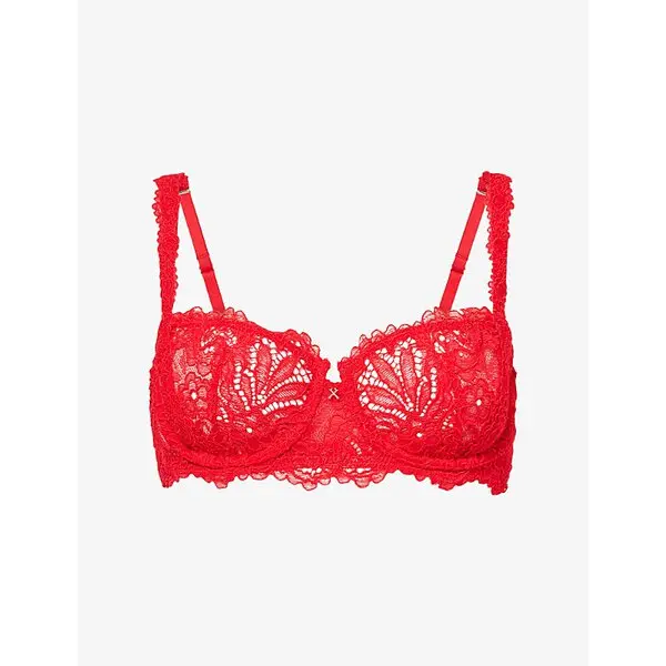 SAVAGE X FENTY Romantic Corded Lace Unlined Balconette Bra - Timeless Red