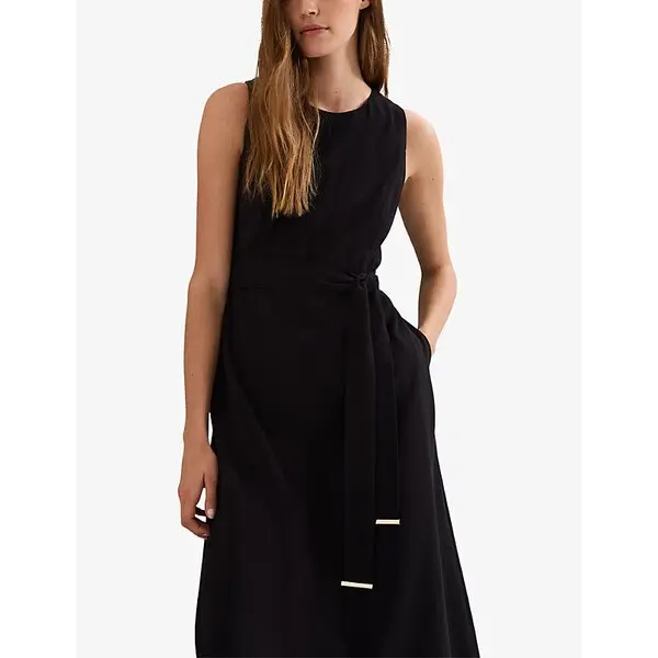 PHASE EIGHT Marta Open-back Woven Midi Dress - Black
