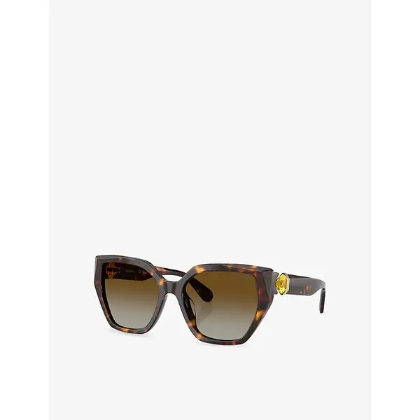 SWAROVSKI Sk6044u Polarised Irregular-frame Acetate Sunglasses - Brown