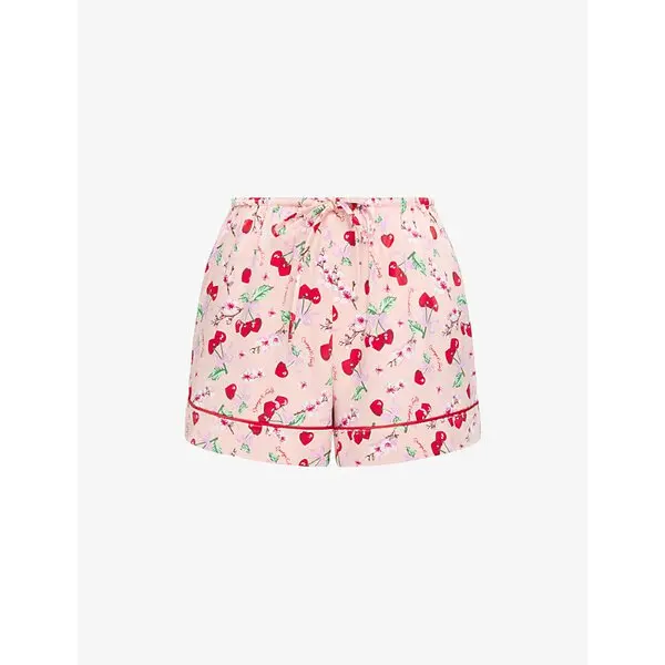 SAVAGE X FENTY Stretch-satin Sleep Shorts - Retro Rose Lil Tart Prt