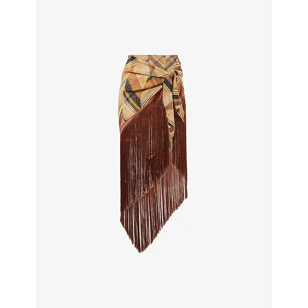 Devon Windsor Paxton Fringed Woven Sarong - Espresso