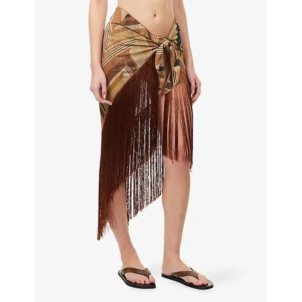 Devon Windsor Paxton Fringed Woven Sarong - Espresso