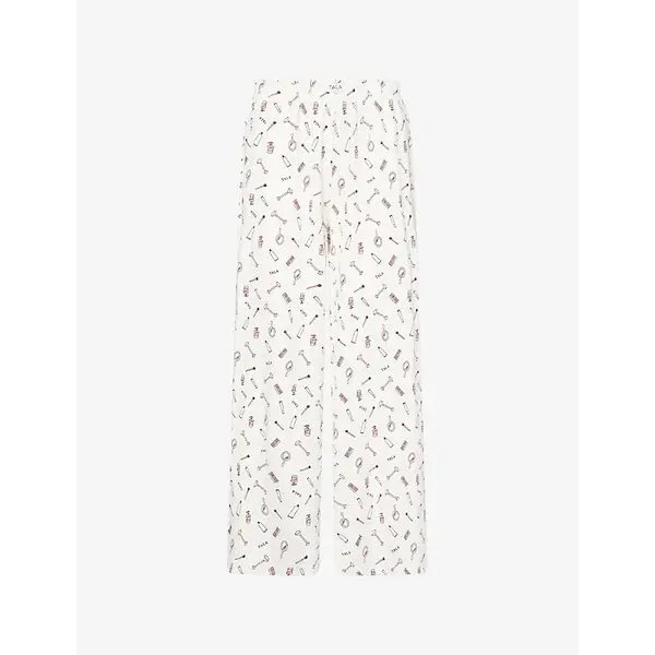 TALA Wide-leg Stretch-cotton Pyjama Bottoms - Ivory Printed