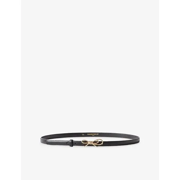 Claudie Pierlot Slim Leather Belt With Bow Buckle - Black