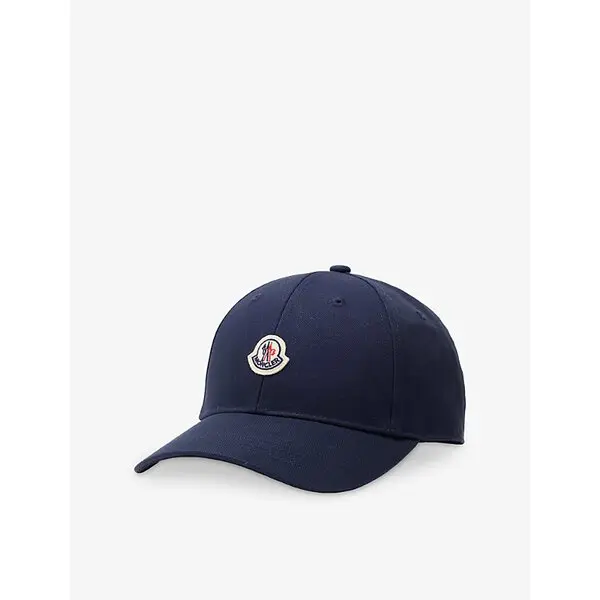 Moncler Cotton Baseball Cap With Embroidered Logo - Navy