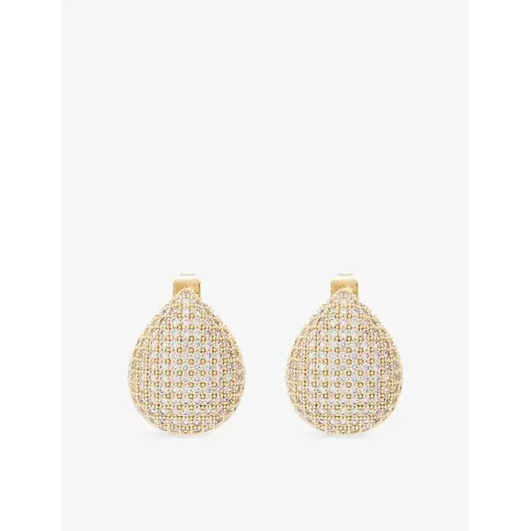 LISA GOZLAN Pave Teardrop 18ct Yellow -plated Brass Earrings - Gold