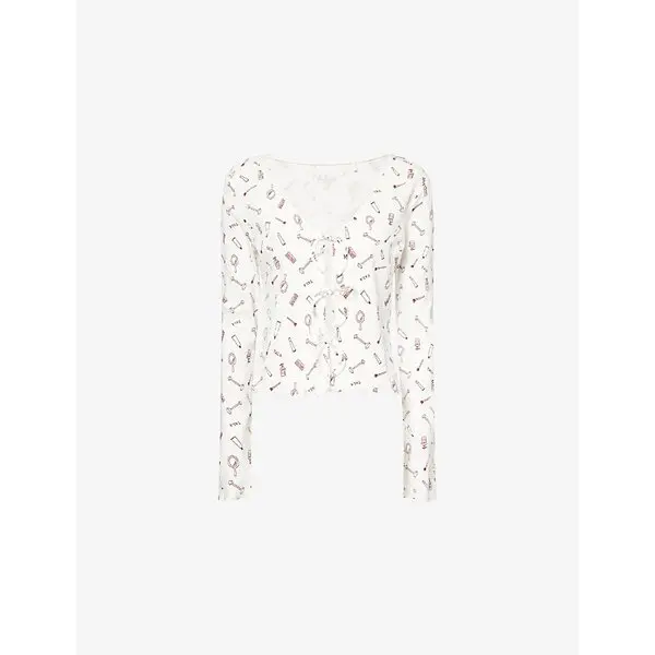 TALA Graphic-pattern Pyjama Top - Ivory Printed
