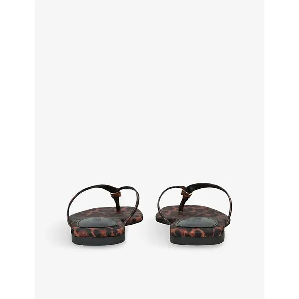 Steve Madden Maliyah Leopard Leather Flat Sandals - Brown/oth