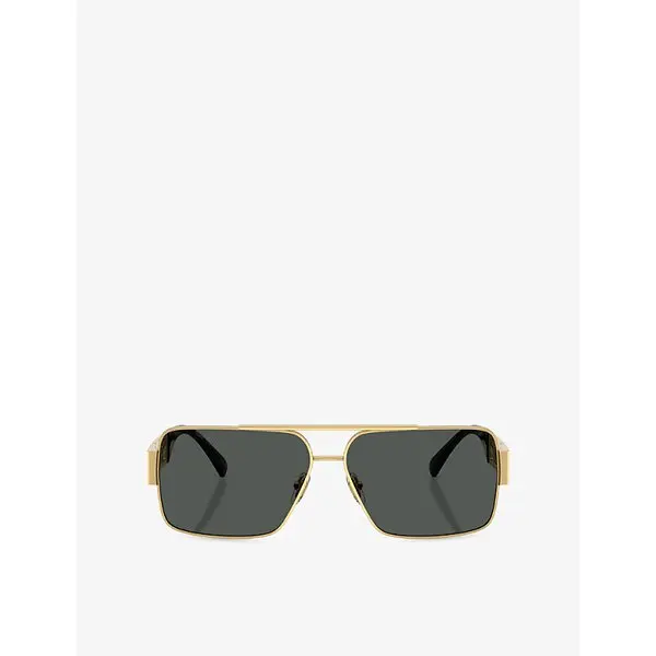 Versace Ve2290 Square-frame Metal Sunglasses - Gold