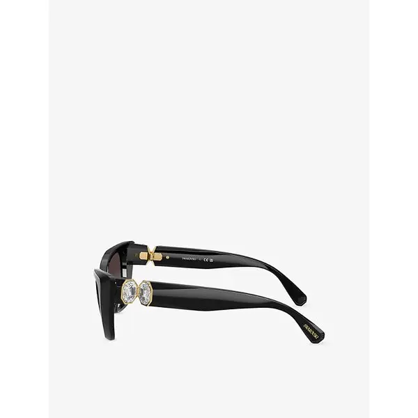 SWAROVSKI Sk6047 Cat-eye Frame Injected Sunglasses - Black