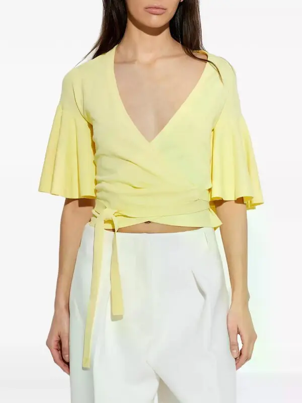 Jacquemus Flutter-sleeved Wrap Top - Yellow
