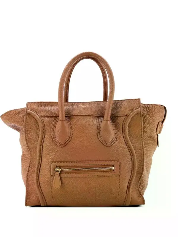 Celine Luggage Bag Grainy Leather Mini Tote Bag - Brown