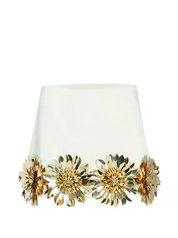 Retrofete Floral-embellished Mini Skirt - Neutrals