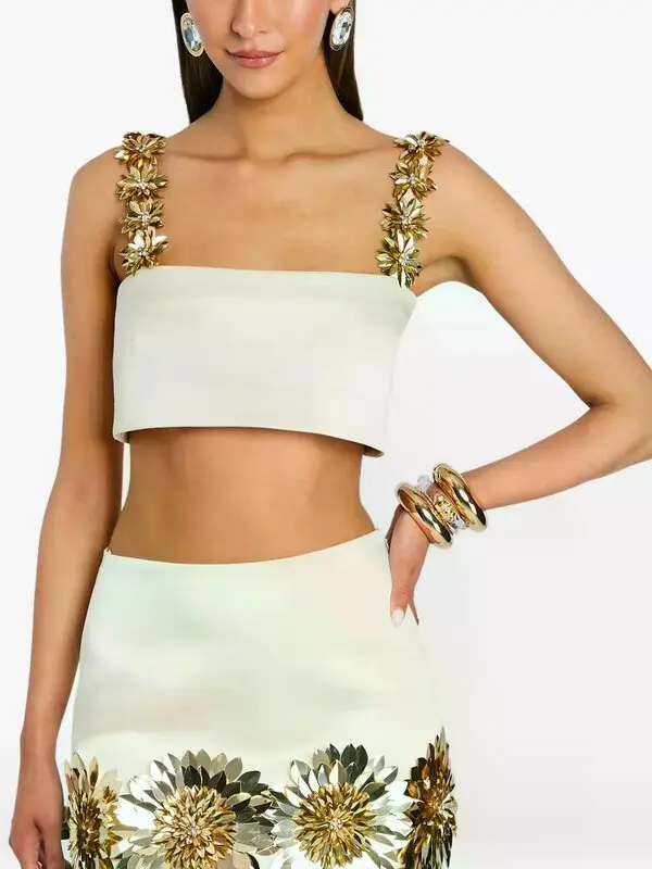Retrofete Floral-embellished Mini Skirt - Neutrals