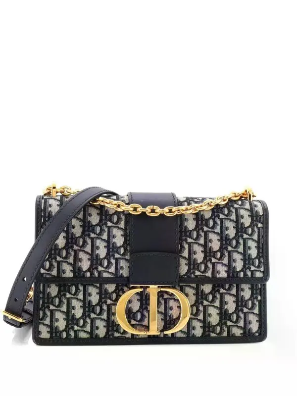 Dior 30 Montaigne Chain Flap Bag Oblique Canvas East West - Blue