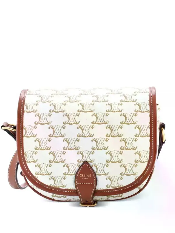 Celine Folco Bag Triomphe Coated Canvas Medium Crossbody Bag